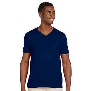 Gildan Men's Softstyle Preshrunk V-Neck T-Shirt, Black, XXX-Large