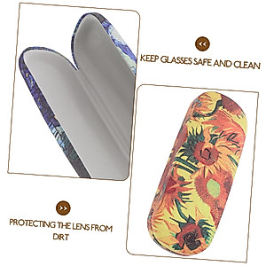Milisten 2pcs Hard Shell Eyeglasses Case Leather Glasses Case Sunflower Night Painting Sunglasses Holder Eyewear Reading Glasses Container