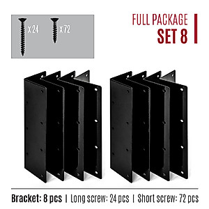 TIMOSA Raised Garden Bed Corner Brackets for 12''-16'' H Bed, Metal Garden Corner Bracket Resistant,Rust Metal Bed Corner Bracket Connectors for Furniture (8pack -Black)