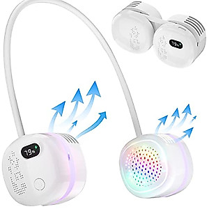 PBOX Portable Neck Fan,Foldable Bladeless Neck Fan, wearable air conditioner,Personal Fan 2000 mAh Rechargeable Battery,360° Adjustable