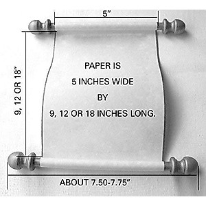 Blank scroll with silver accents, handwritten vows, calligraphy or prop, 5 inches wide aged parchment paper, boxed