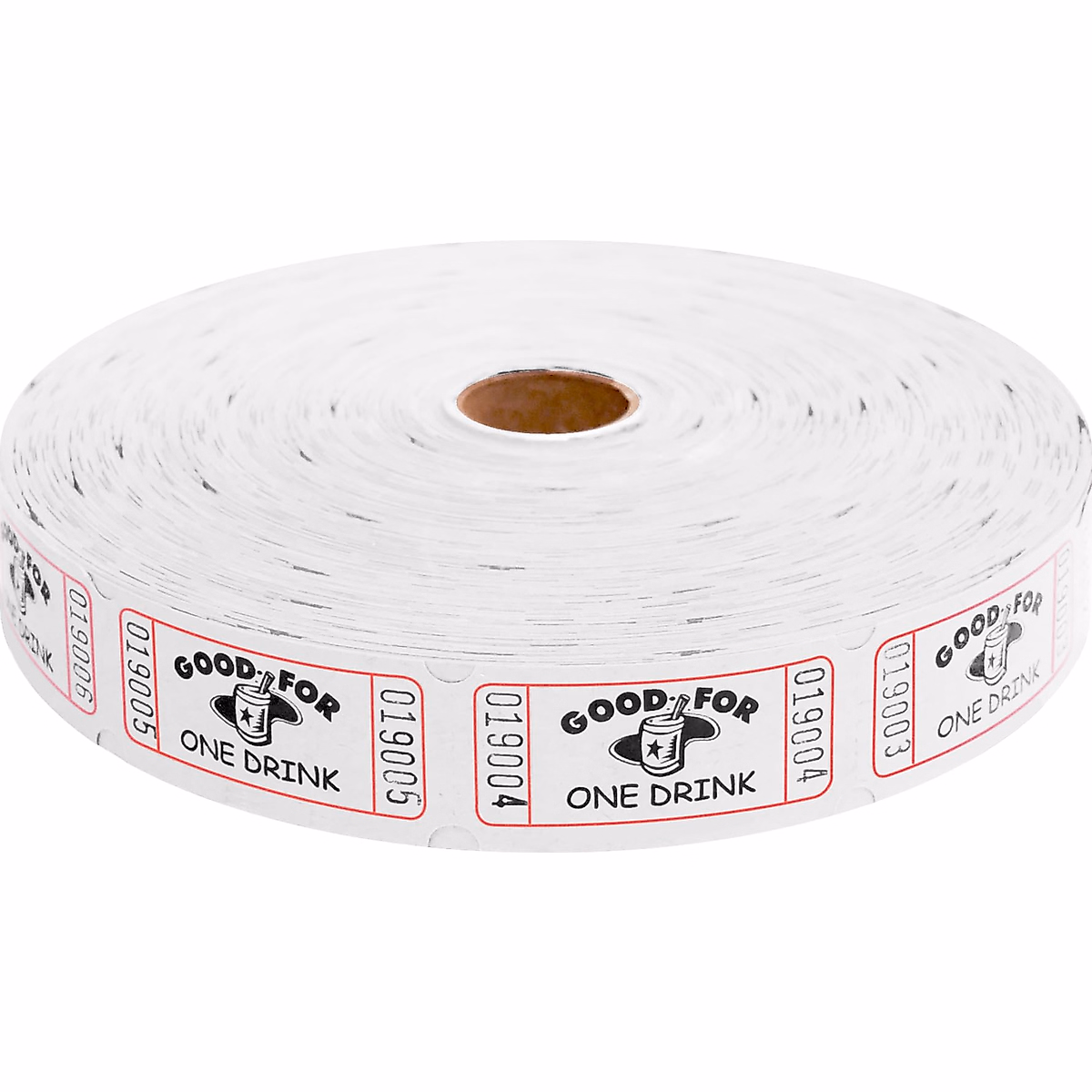 Good for One Drink Tickets Four Rolls of 2,000 Tickets - 8,000 Total in Four Assorted Colors