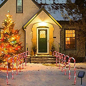 Christmas Candy Cane Lights,Solar Christmas Light， Christmas Candy Cane Pathway Lights， Christmas Decoration for Home Garden， New Year Xmas Lawn Lights，8pcs