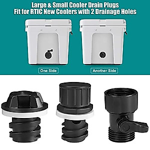 WADEO Cooler Drain Plug Hose Connection, Replacement Drain Plug with Garden Hose Shut Off Valve for YETI Cooler, YETI Tundra Cooler, Roadie Cooler, Tank Cooler and RTIC 20QT, 45QT, 65QT Cooler