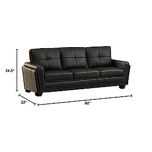 HOMES: Inside + Out Sheradome Modern Black Leatherette Sofa