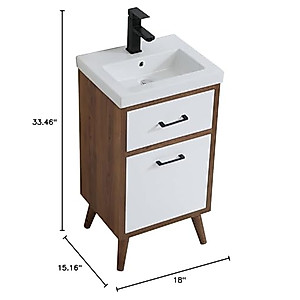 Elegant Kitchen and Bath 18 inch Bathroom Vanity Cabinet - Matte White