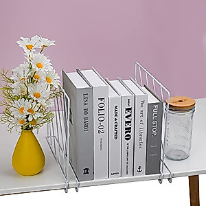 Hiziwimi 4 PCS White Metal Shelf Dividers, Multi-Functional Shelf Separator, Adjustable Clothing Organizer, White Hollow Dividers for Storage, Wood Closet, Kitchen and Office Shelves (White-4pc)