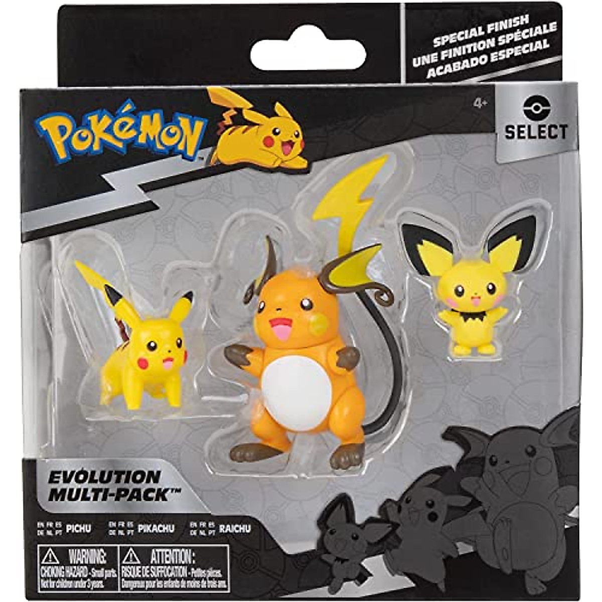 Pokémon Select Evolution 3 Pack - Features 2-Inch Pichu and Pikachu and 3-Inch Raichu Battle Figures