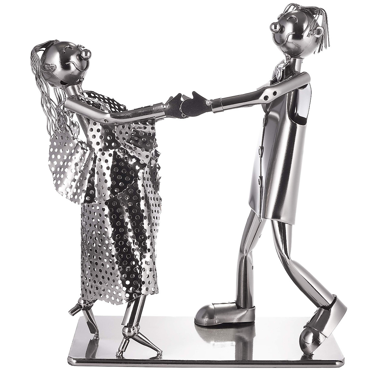 BRUBAKER Bottle Holder Dancing Couple - Pair Sculpture Metal - Bottle Stand - with Greeting Card - Wedding Favours