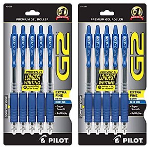 Pilot G2 Retractable Premium Gel Ink Roller Ball Pens Extra Fine Point (Blue, 10-Pack)