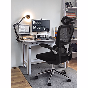 Daesar Mesh Ergonomic Office Chair High Back Desk Chair High Adjustable Headrest with Flip Up Arms, Tilt Function, Lumbar Support Swivel Computer Chair Task Chair, Executive Chair, Black