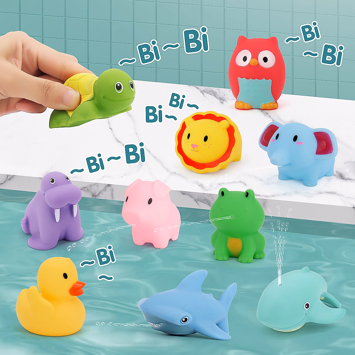 KIMSTONE 13 Pieces Baby Bath Toys with 1 pcs Bath Toy Storage & Organizer Bag for Tub Fishing Game and Pool Toys for Toddlers 1-3