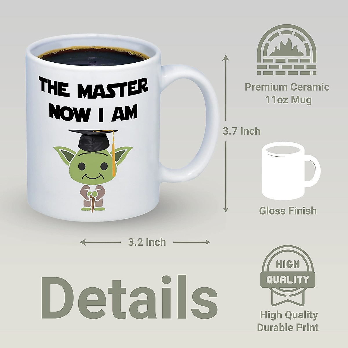 Suchmugs Masters Degree Graduation Gifts, Masters Graduation Gifts For Him, Masters Mug, College Graduation Gifts For Him, The Master Now I Am, MBA Mug, Masters Degree Graduation Gifts For Her