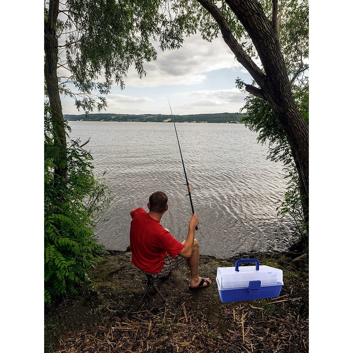 3-Tier Portable Fishing Box Hardware Toolbox Tool Organizer Box Parts Storage Boxes with Removable Plastic Divider for Various Sizes of Bait Hook Fish Float Outdoor Fishing Supplies