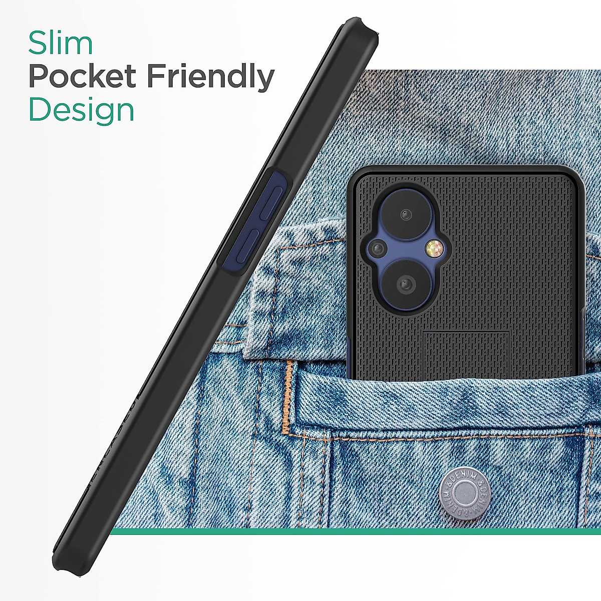 Encased DuraClip Designed for OnePlus Nord N20 5G Belt Case - Slim Phone Cover with Kickstand and Holster Clip (Black)