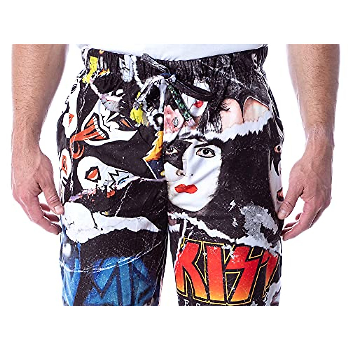 KISS Men's Rock Band Magazine Rip Photo Art Adult Loungewear Pajama Pants (Medium) Multi