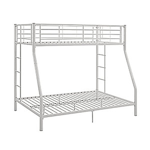 Walker Edison Dunning Urban Industrial Twin over Double Metal Bunk Bed, Twin over Double, White