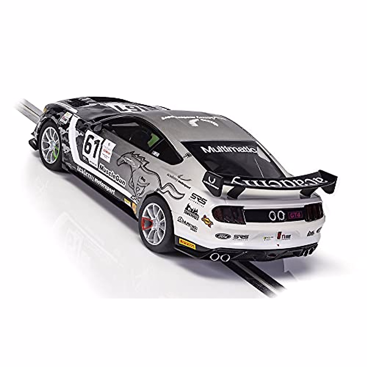 Scalextric Ford Mustang GT4 Academy Motorsport 1:32 Slot Race Car C4221, Black & Gray