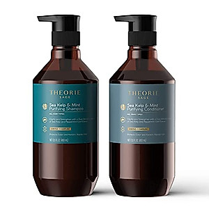 Theorie Sea Kelp and Mint Purifying Conditioner - Clarify & Strengthen - Suited for All Hair Types - Protects Color & Keratin Treated Hair, Pump Bottle 800mL