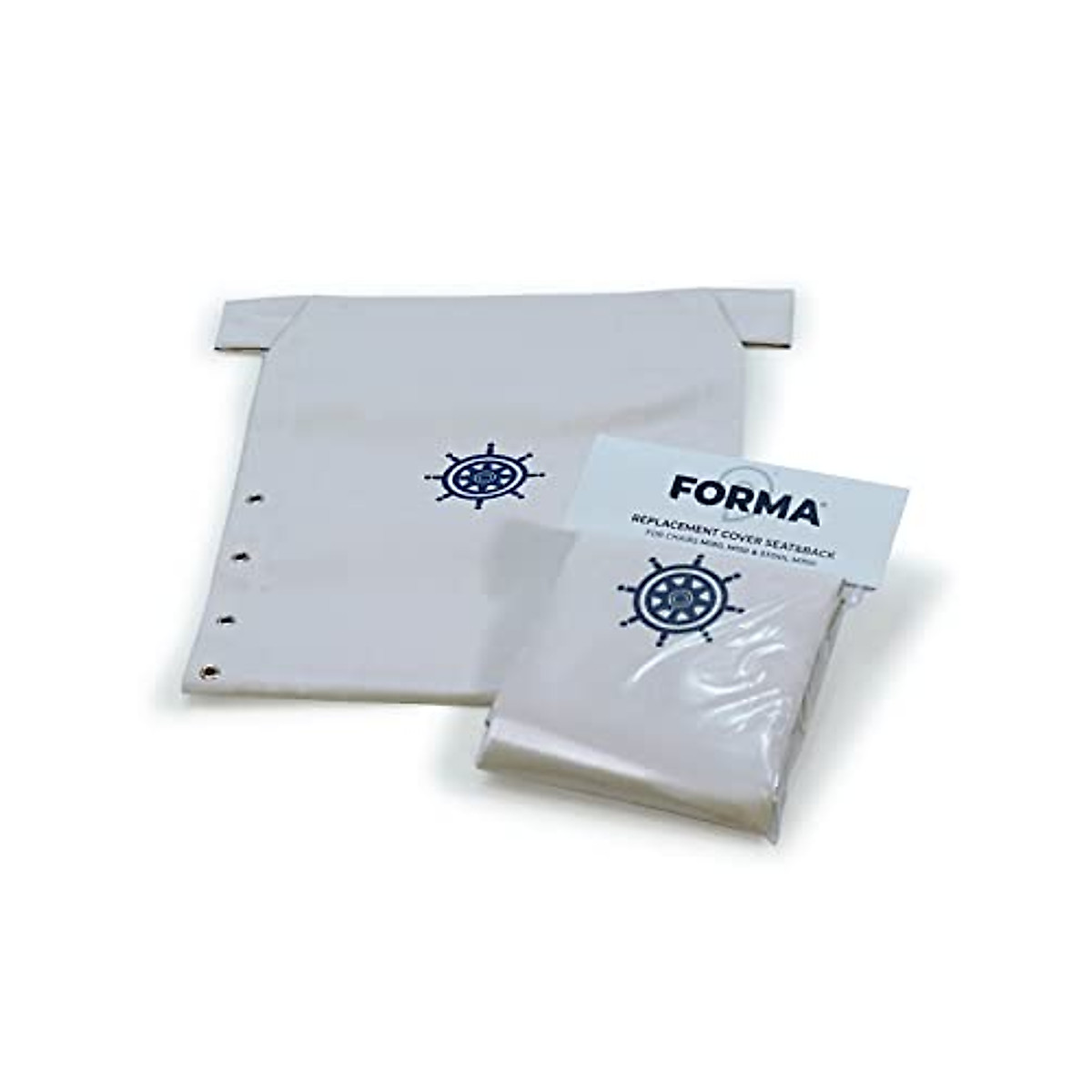 FORMA MARINE Boat Chairs High Back Off-White Deck Folding Marine Aluminum Teak Furniture Set of 2 M150W