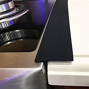 Silicone Stove Counter Gap Cover 21" by Kindga, Easy Clean Gap Filler Sealing Spills Between Kitchen Counter, Appliances,Stovetop, Oven, Washing Machine, Washer, Dryer Set of 2 (Black)