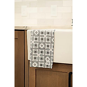 Desert Aqua || 3 Pack|| Not Your Ordinary Kitchen Towels || Dish Towels || Waffle Weave Microfiber || Tea Towels || Highly Absorbent || Hanging Loop || Dish Cloths || Modern || Designer Prints (Gray)