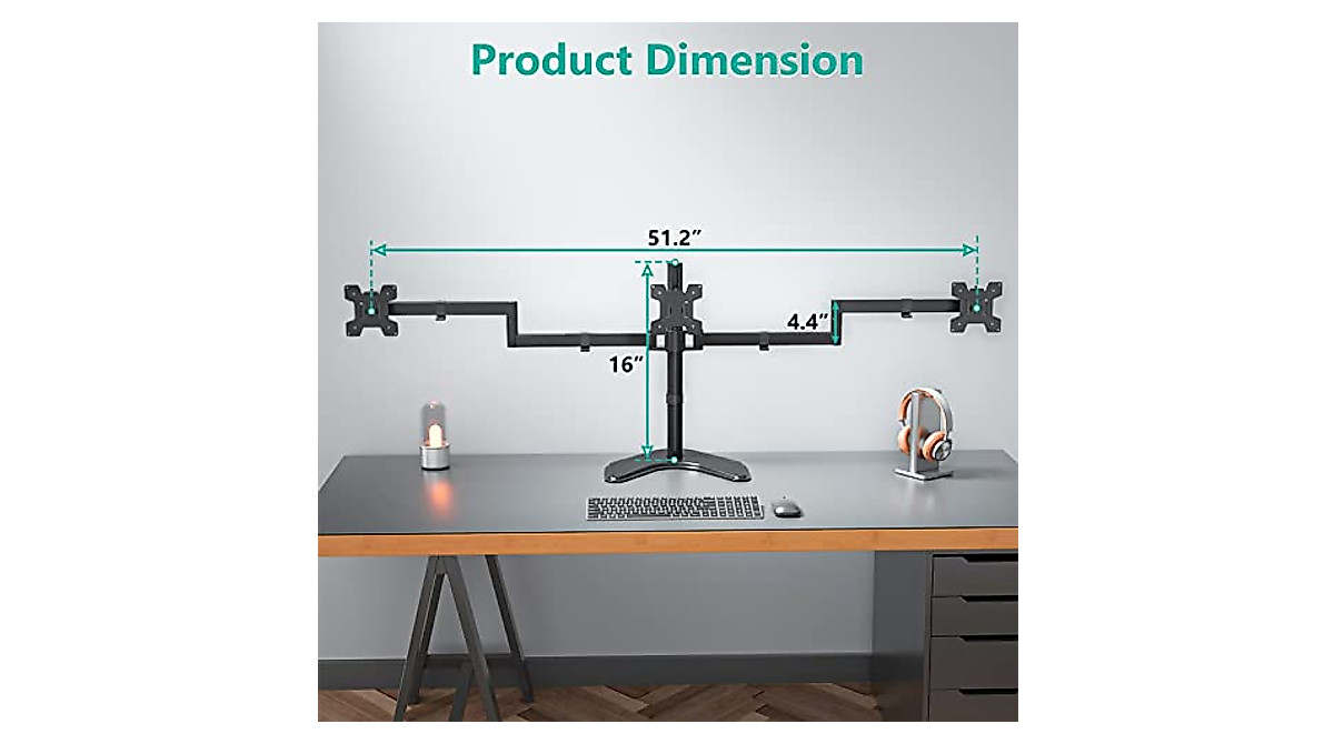 WALI Free Standing Triple LCD Monitor Fully Adjustable Desk Mount Fits ...