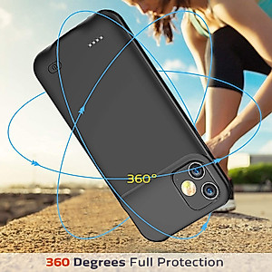 KCKEM Battery Case for iPhone 12 Mini, 6500mAh Ultra-Slim Portable Rechargeable Extended Battery Pack Charging Case, Compatible with iPhone 12 Mini (5.4 inch), Heavy Duty Protection, Black