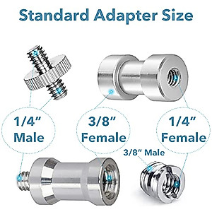 Camera Screws Kit, PAMOWO 16Pcs Tripod Mount Screw Adapter 1/4" to 1/4" Threaded Ring Screw Converter Pack, 1/4" to 3/8" Nut for DSLR Camera/Tripod/Monopod/Ballhead/Flash Light/Quick Release Plate