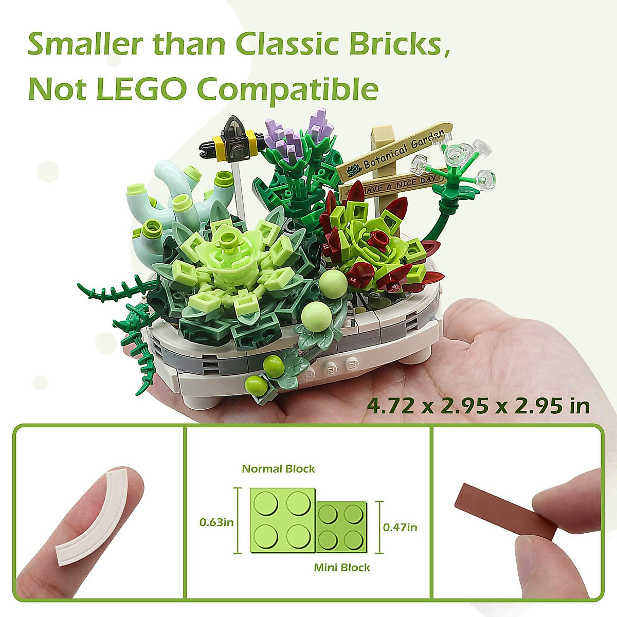 HIGH GODO Succulent Bonsai Plant Sets, Mini Bricks Flower Botanical Building Kit Creative for Kids Adults 8+, Room Or Home Decor (389 Pieces) - No Compatible Classic Bricks