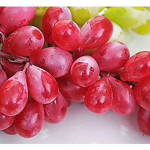 URTop 4 Bunchs of Artificial Black,Red, Green and Purple Large 85pcs Grapes Plastic Fake Decorative Fruit Food Lifelike Home Wedding Party Garden Decor Mini Simulation Fruit Photography Props