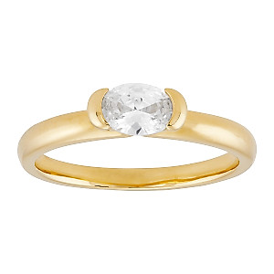 Welry Oval-Cut Cubic Zirconia Ring for Women, 14K Gold-Plated .925 Sterling Silver, Jewelry Gift Idea, Size 9