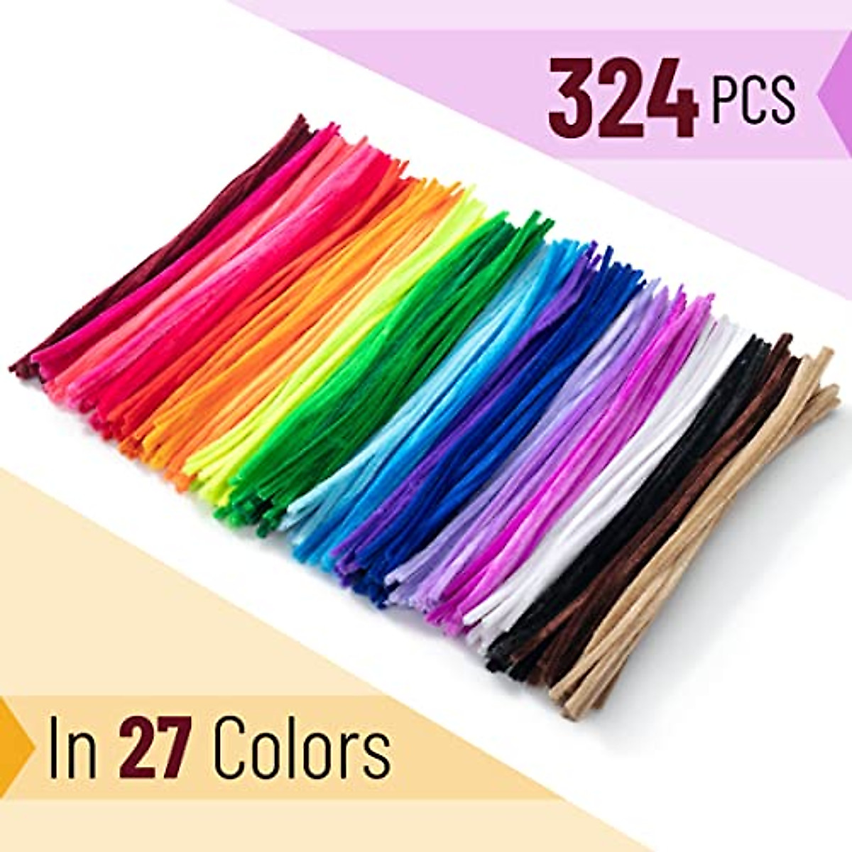 Mr. Pen- Pipe Cleaners, 324 pcs, 27 Colors, Chenille Stems, Pipe Cleaners Craft Supplies, Craft Pipe Cleaners, Chenille Stems Pipe Cleaners, Pipe Cleaners Bulk, Fuzzy Pipe Cleaners