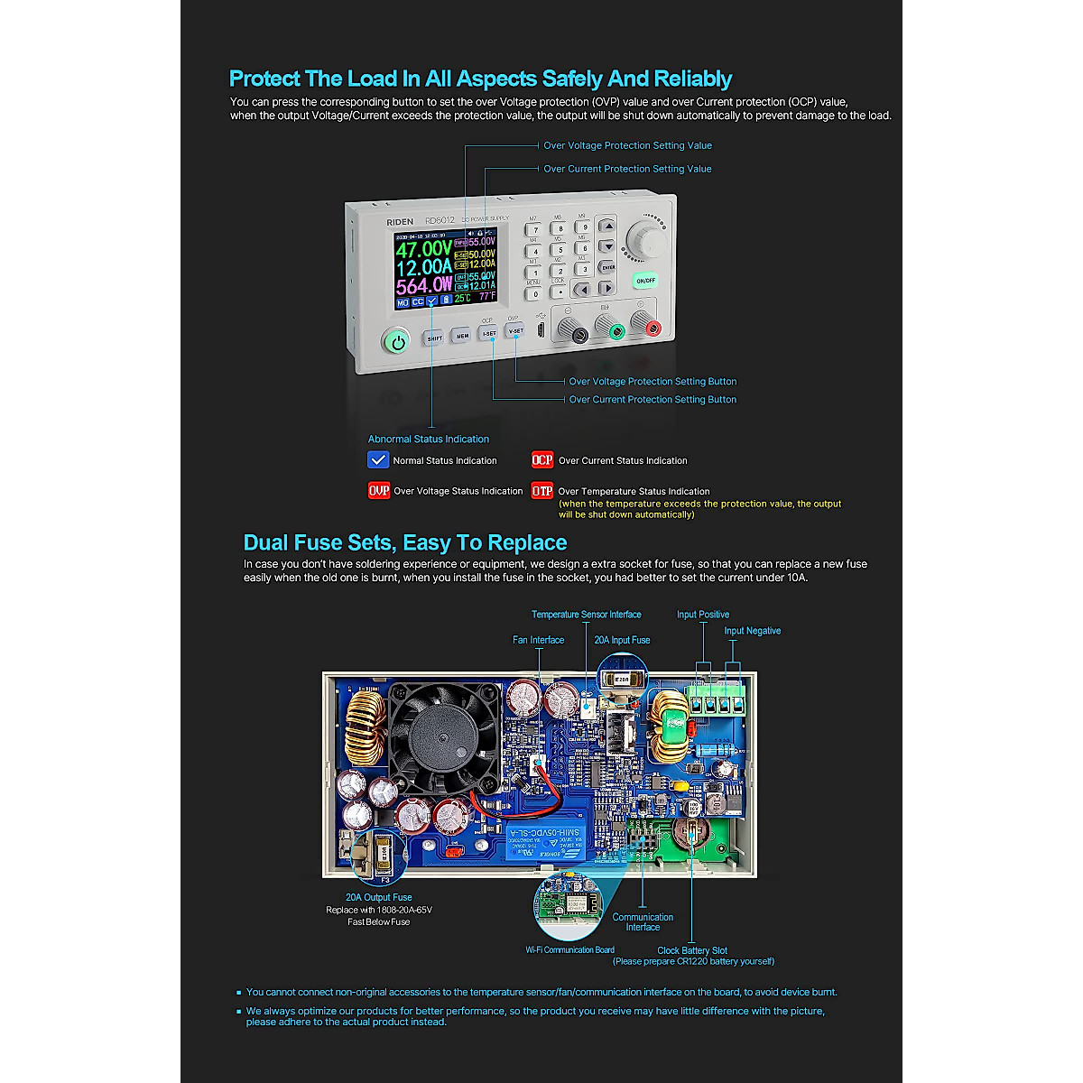 RD RD6012W 60V 12A DC DC Step Down Power Supply Whole Set not Assembled (RD6012W+S800 case+ 800W PSU)