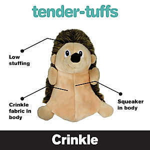 SmartPetLove Snuggle Puppy Tender-Tuffs Crinkle - Large Tough Plush Stuffed Hedgehog Animal Dog Toy with Puncture Resistant Squeaker and Super Strong Seams
