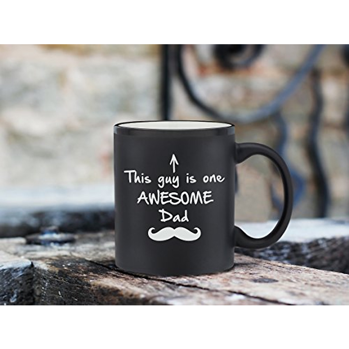 One Awesome Dad Funny Coffee Mug - Best Dad Gifts from Daughter, Son, Wife - Unique Gifts for Dad, Men - Cool Birthday Present Ideas for Husband, Father, Him - Novelty Dad Mug, Fun Cup (Matte Black)