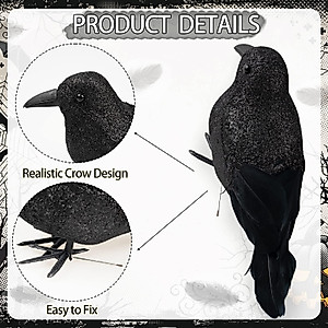 kockuu Crows Halloween Decorations - 6Pcs Halloween Crows Raven Black Birds Glitter Feathered Decor for Halloween Home Tree Garden Yard Indoor Outdoor Decorations