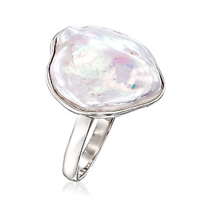 Ross-Simons 20x16mm Cultured Keshi Pearl Ring in Sterling Silver. Size 9