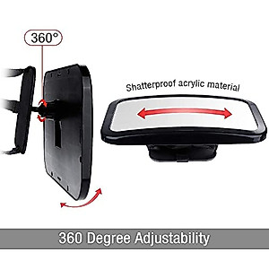 Zacro Baby Car Mirror - Fully Adjustable Shatter Proof Car Baby Mirror, Large Clear Rear Facing Seat Views for Baby Safety, Infant Travel Gear