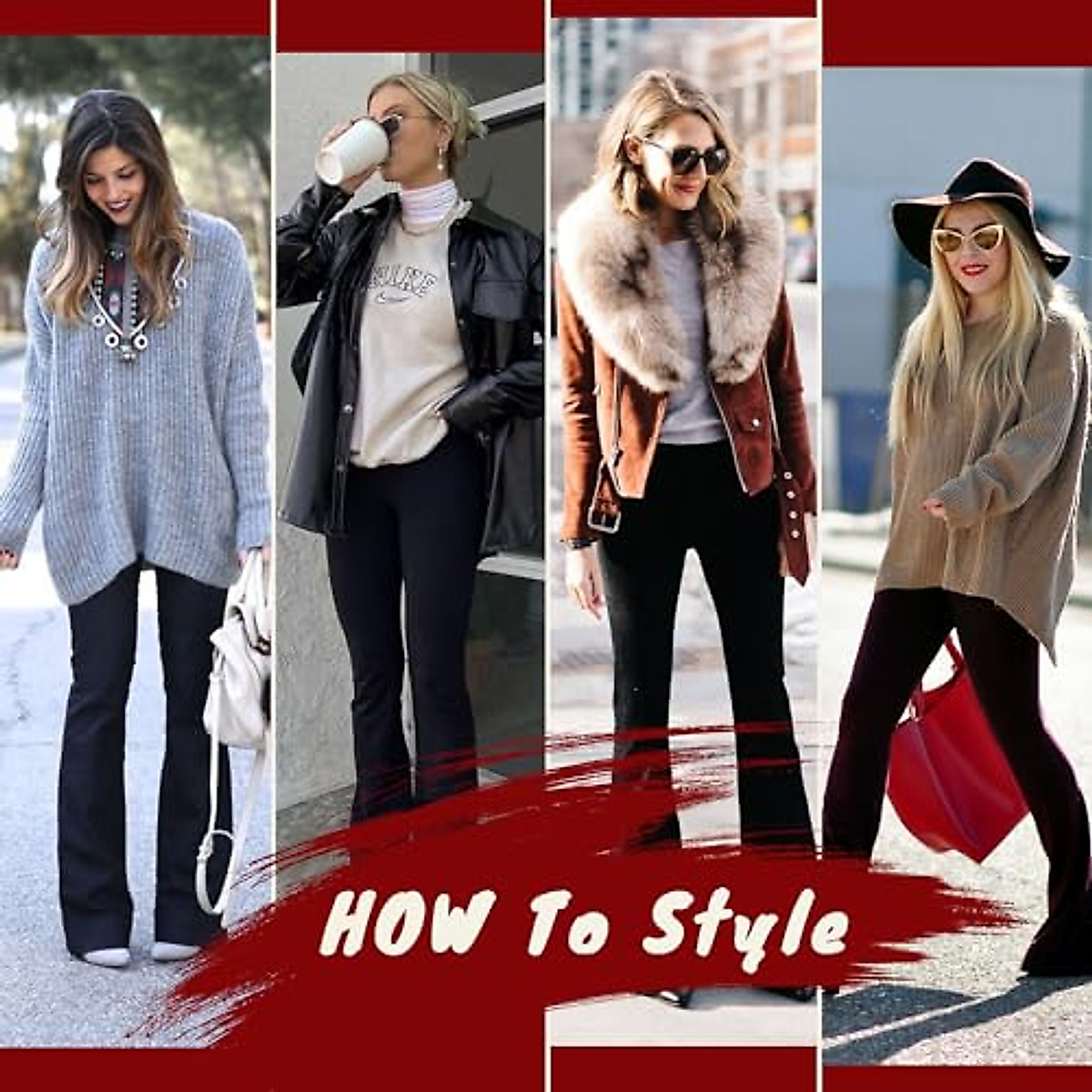 FULLSOFT Fleece Lined Leggings Women-Winter Flare Leggings Tummy Control High Waisted Winter Warm Soft Yoga Pants(Black,Small)