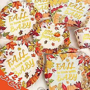Little Pumpkin Baby Shower Decorations Set Serves 30, Little Pumpkin Baby Shower Plates and Napkins for Fall Theme Baby Shower Birthday Party Supplies