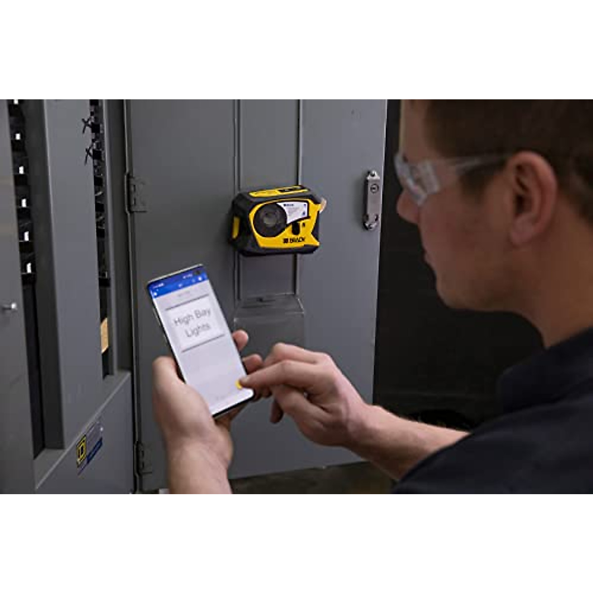 Brady M211 Portable Bluetooth Label Printer - Design. Preview. Print. All from Your Phone. Yellow/Black 4 in H x 5.4 in W x 2.6 in D