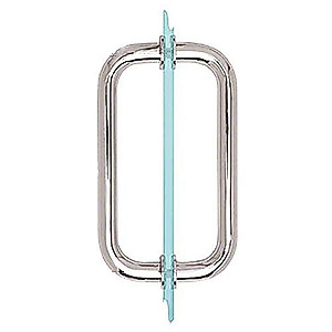Dynasty Hardware 8" Back to Back Tubular Shower Door Pull for Frameless Shower Doors, Polished Chrome, with Trim Washers
