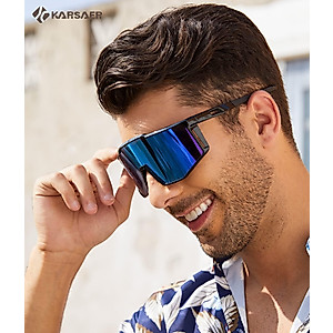 Karsaer Vision Sports Sunglasses Wraparound Glasses 80s Visor Shield Baseball Sunglasses for Youth Kids Teens Boys Girls 8-16