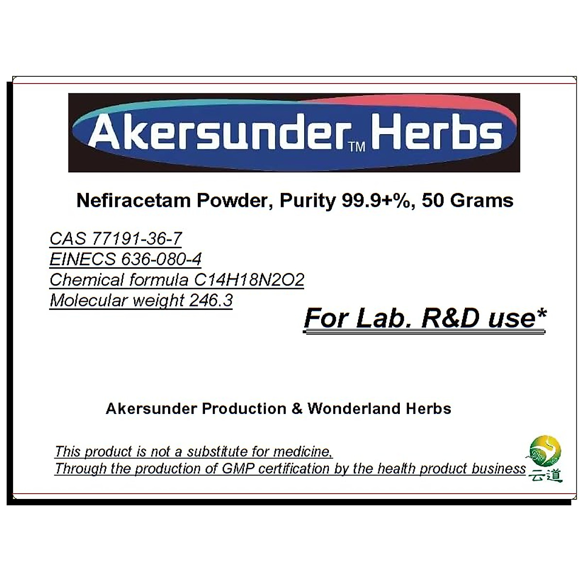 Akersunder Nefiracetam Powder, Purity 99+%, 50 Grams