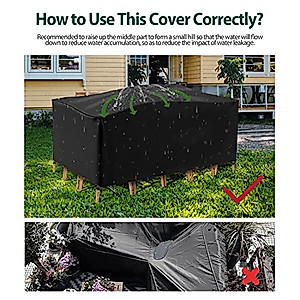 KAIDYSENY Patio Furniture Set Cover - 98"Lx78"Wx32"H Rectangle Outdoor Dining Set Cover for Outside Table and Chairs, Durable 600D Oxford Sectional Sofa Set Covers Waterproof, Anti-UV, Anti-Fading