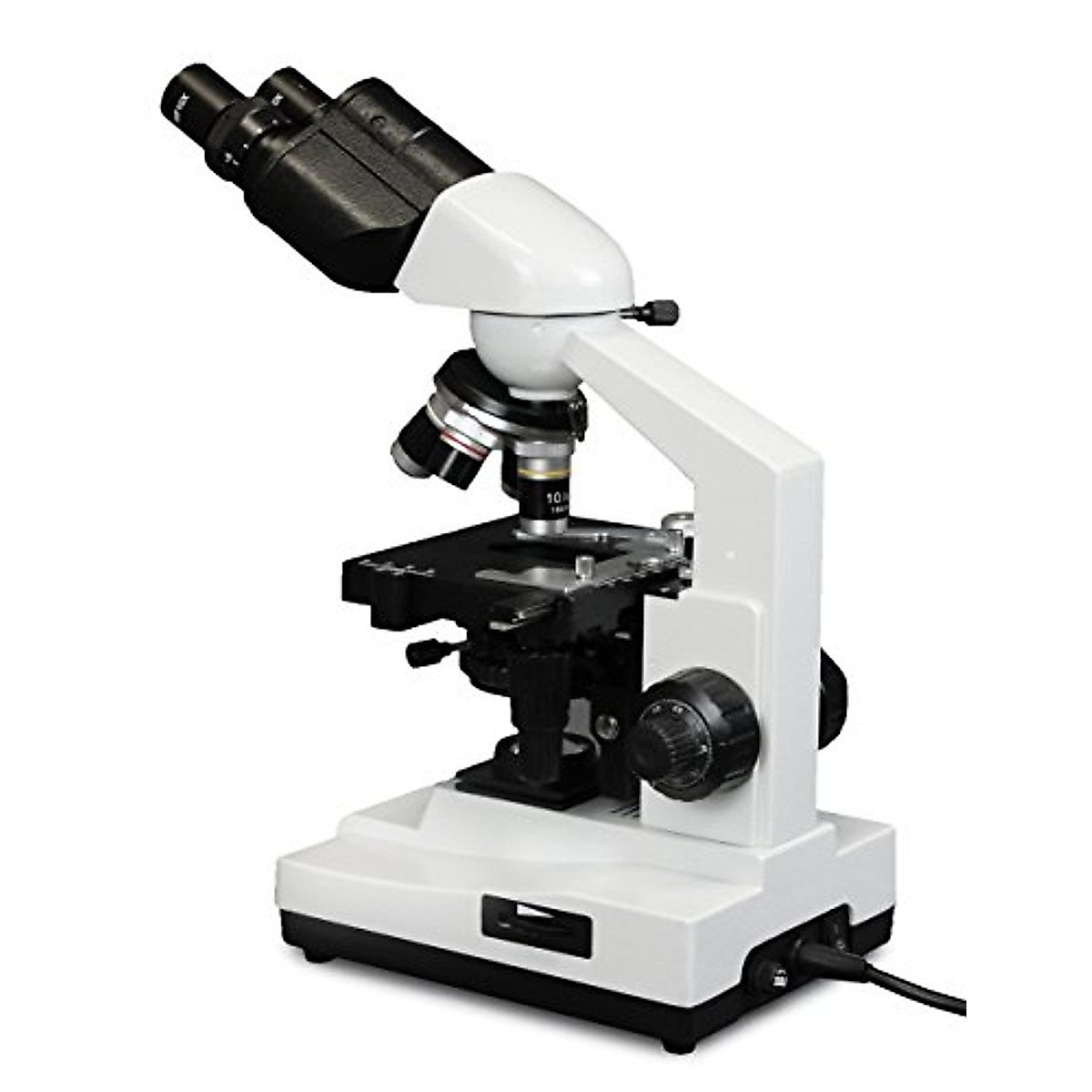Vision Scientific VME0007B-100-LD Binocular Compound Microscope, 10x WF Eyepieces, 40x—1000x Magnification, LED Illumination, Coaxial Coarse & Fine Focus, 1.25 N.A. Abbe Condenser