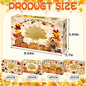 24Pcs Fall Cookie Boxes with Window, Autumn Maple Leaf Cookie Gift Cardboard Paper Treat Boxes Cookie Goody Container for Fall Harvest Wedding Thanksgiving Party Supplies