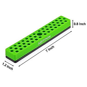 AIRTOON 1/4" Magnetic Hex Bit Holder, 43 Holes Bit Storage with Strong Magnetic Base, Magnetic Screwdriver Bit Organizer, Green
