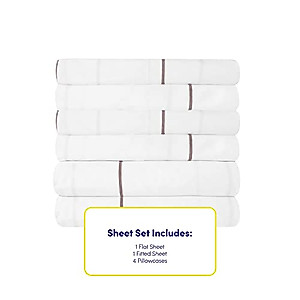 King Size Bed Sheets - 6 Piece 1500 Supreme Collection Fine Brushed Microfiber Deep Pocket King Sheet Set Bedding - 2 Extra Pillow Cases, Great Value, King, Window Pane White